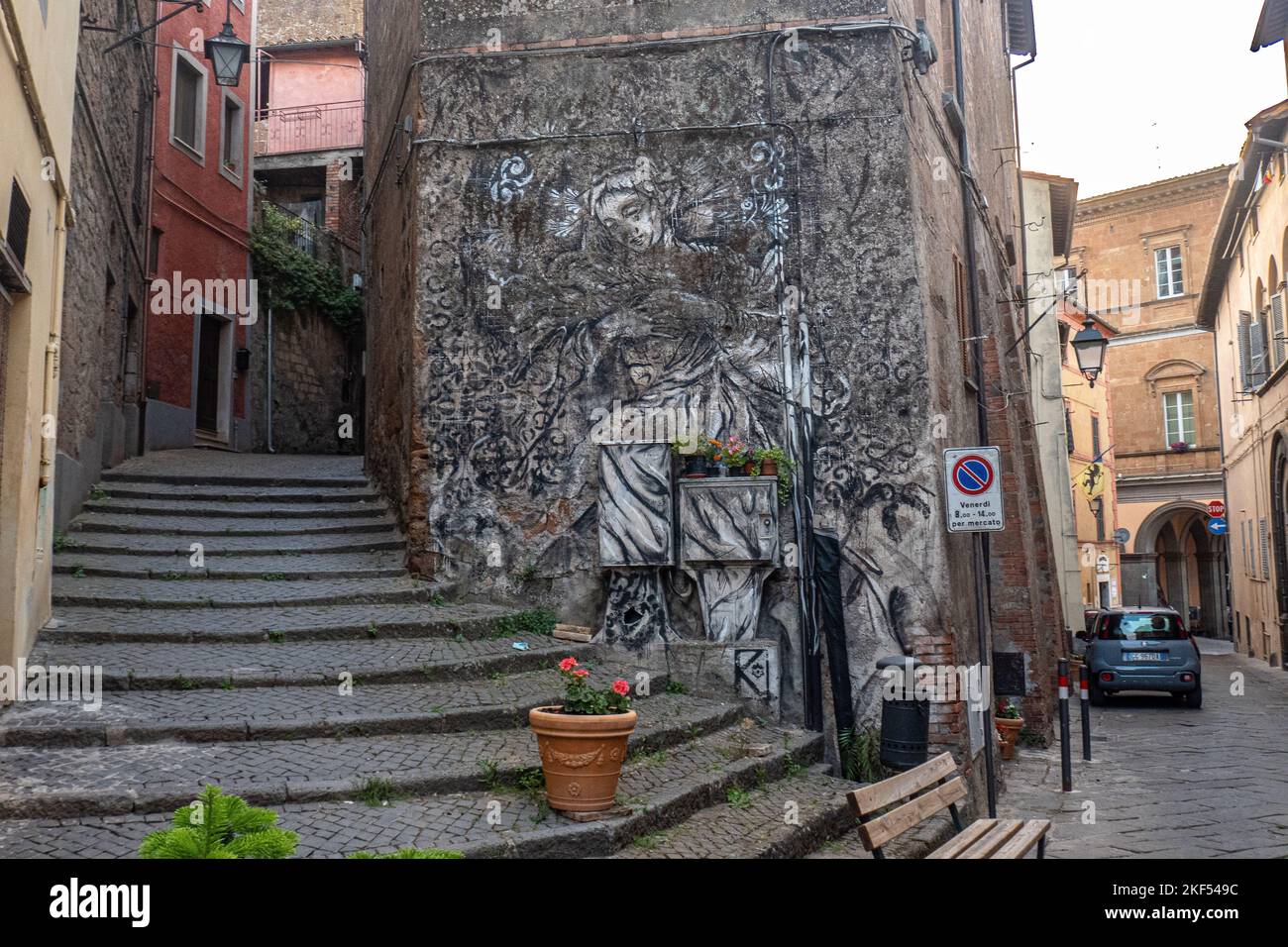View of streets of little city of Acquapendente, Viterbo, Italy, along ...