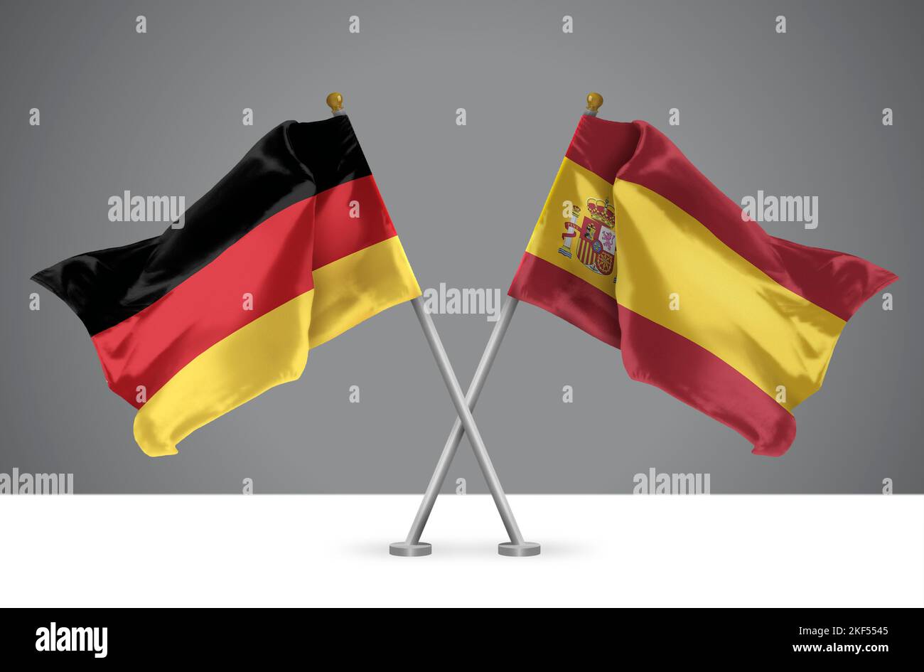 Two Wavy Crossed Flags of Spain and Germany, Sign of Spanish and German ...