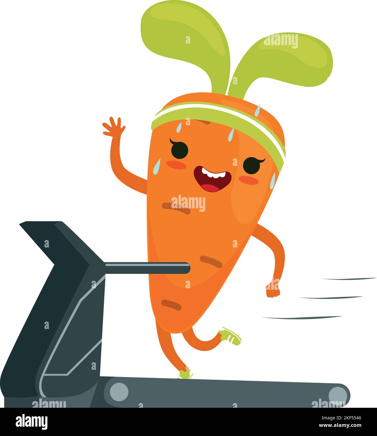 Carrot running on treadmill. Healthy training fruit mascot Stock Vector ...