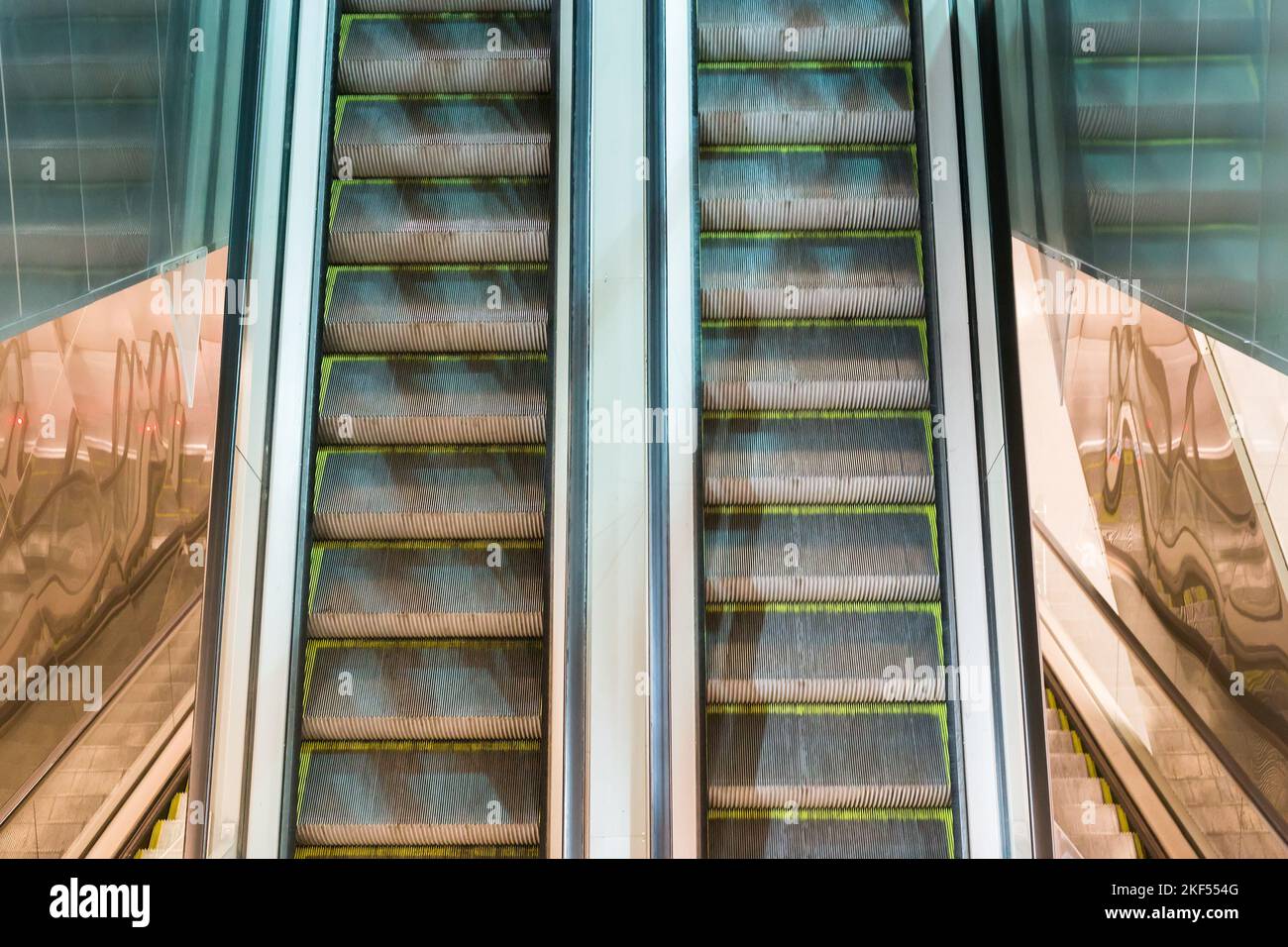 line escalators with metal coating Stock Photo - Alamy