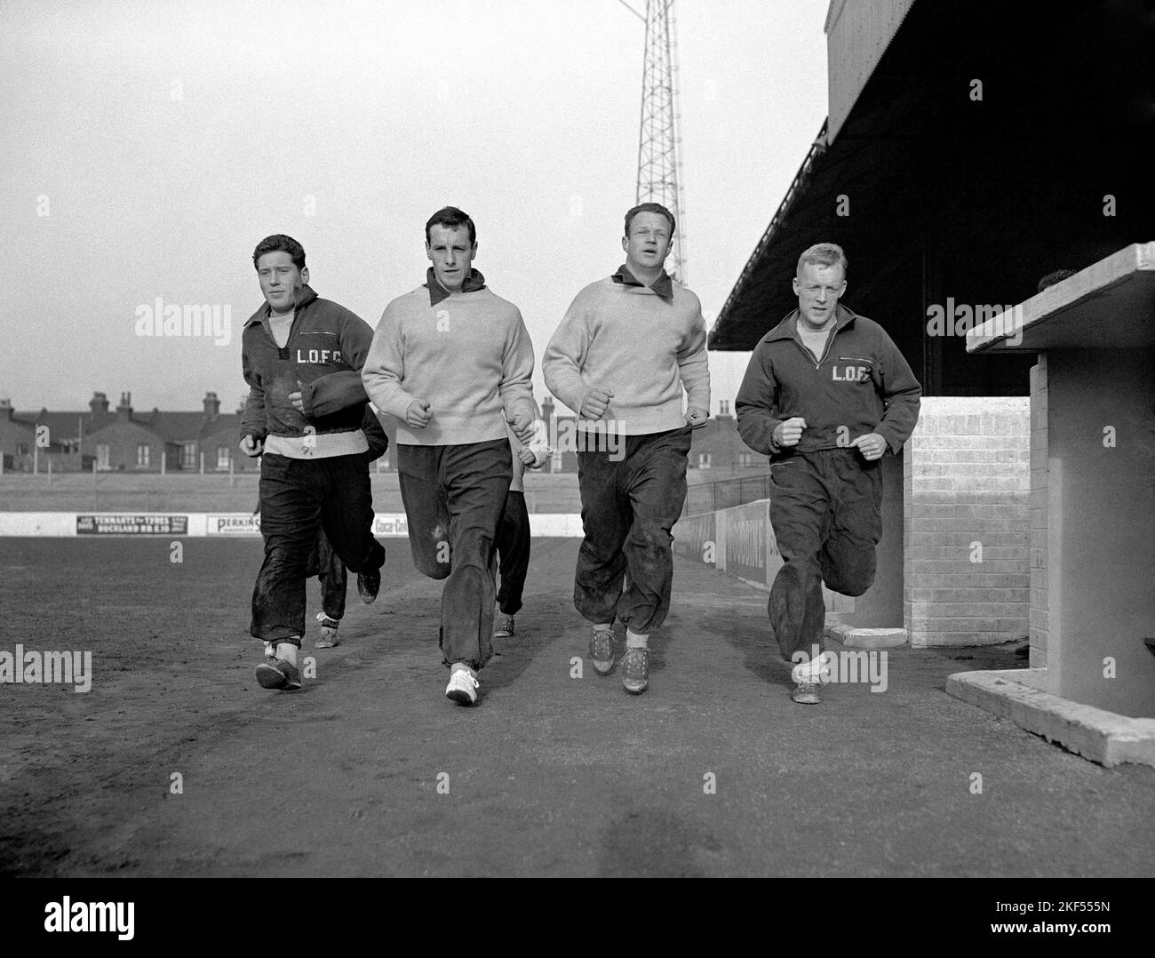 Leyton Orient players in training at Brisbane Road. (l-r) Eddie Lewis ...