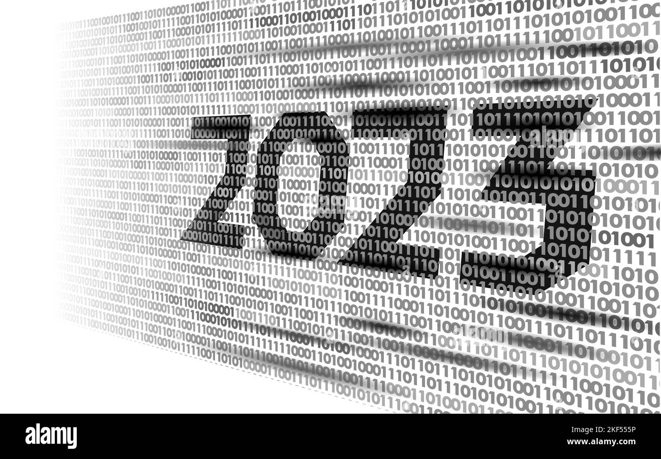 2023 New Year 3D on binary code program. Coding screen number ... 2023 New Year 3D on binary code program. Coding screen number ...