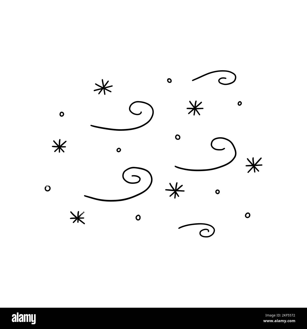 Snow and blizzard with wind direction. Black and white vector isolated ...