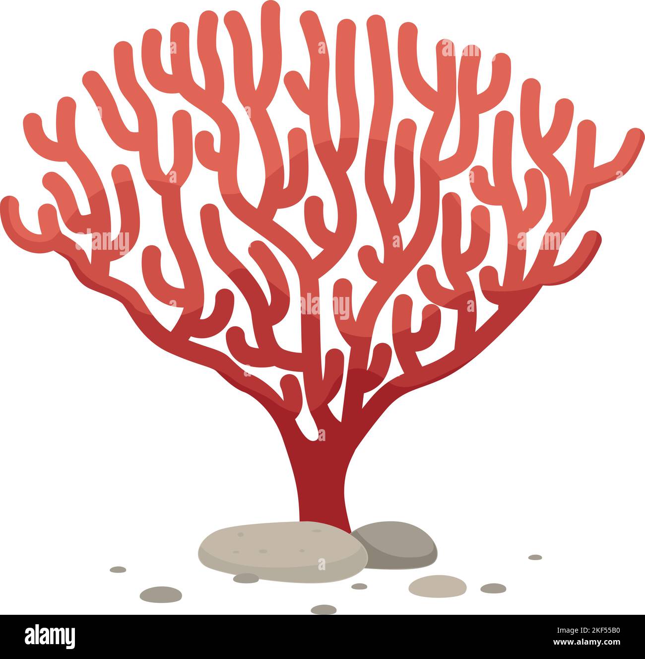 Red coral branch. Underwater reef cartoon fauna Stock Vector Image ...