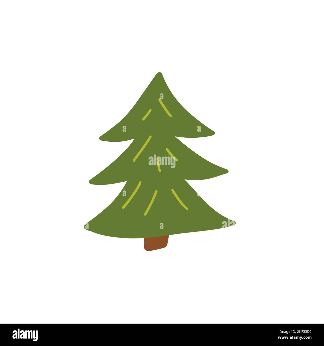 Simple green christmas tree evergreen. Colorful vector isolated ...