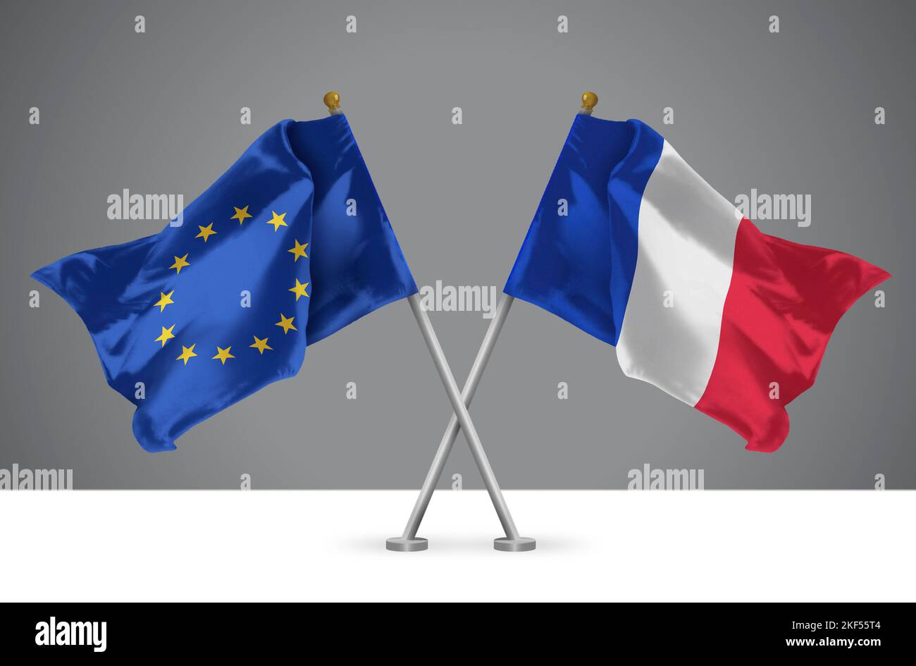 Two Wavy Crossed Flags of European Union and France, Sign of ...