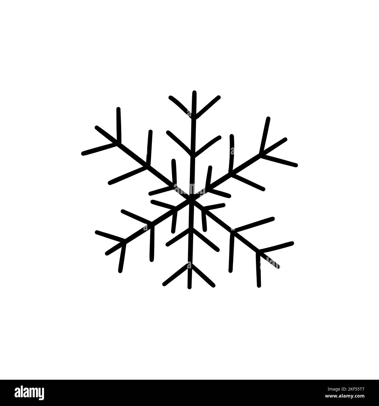 Snowflake. Black and white vector doodle illustration hand drawn ...
