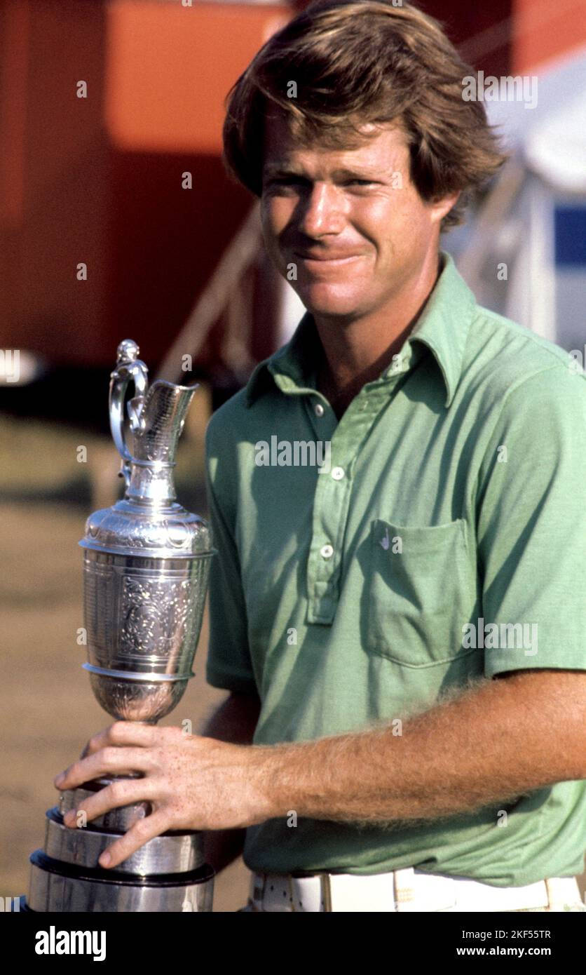U.S.A.'s Tom Watson celebrates with the trophy after winning the Open ...