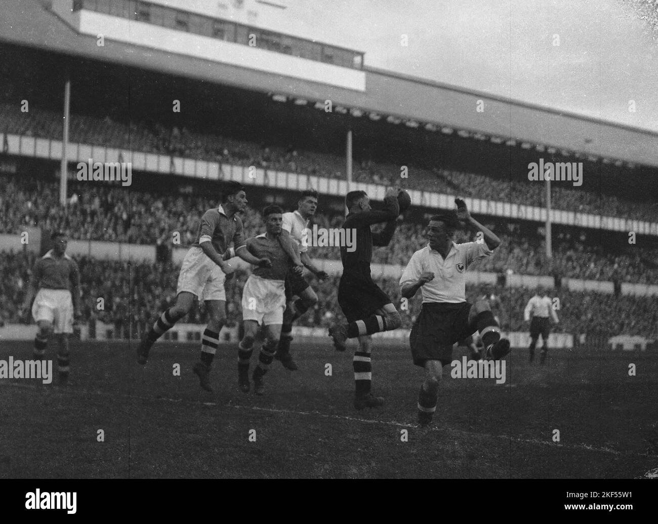 Joe Calvert, Leicester City, saves from a Tottenham Hotspur attack ...