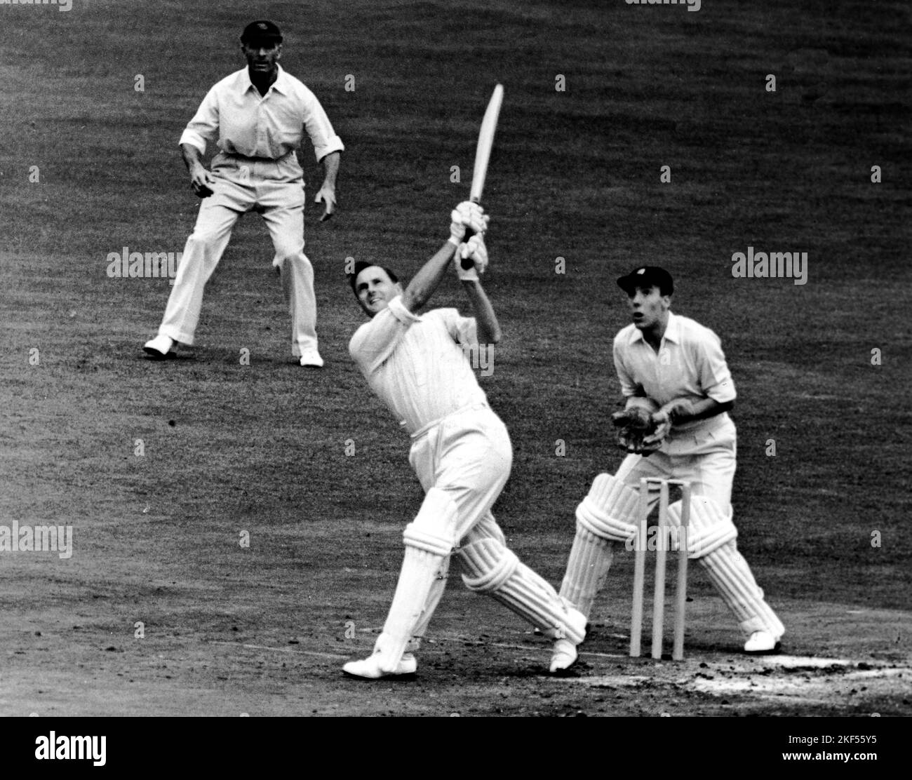 Surrey's Peter May hits out Stock Photo - Alamy