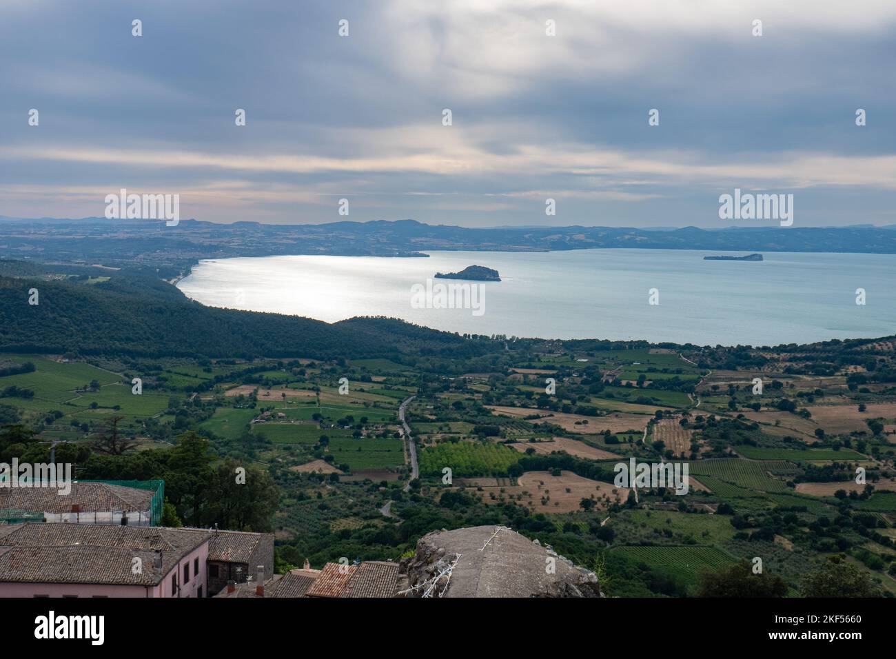 Landscape from the top of the tower of the castle of Montefiascone ...