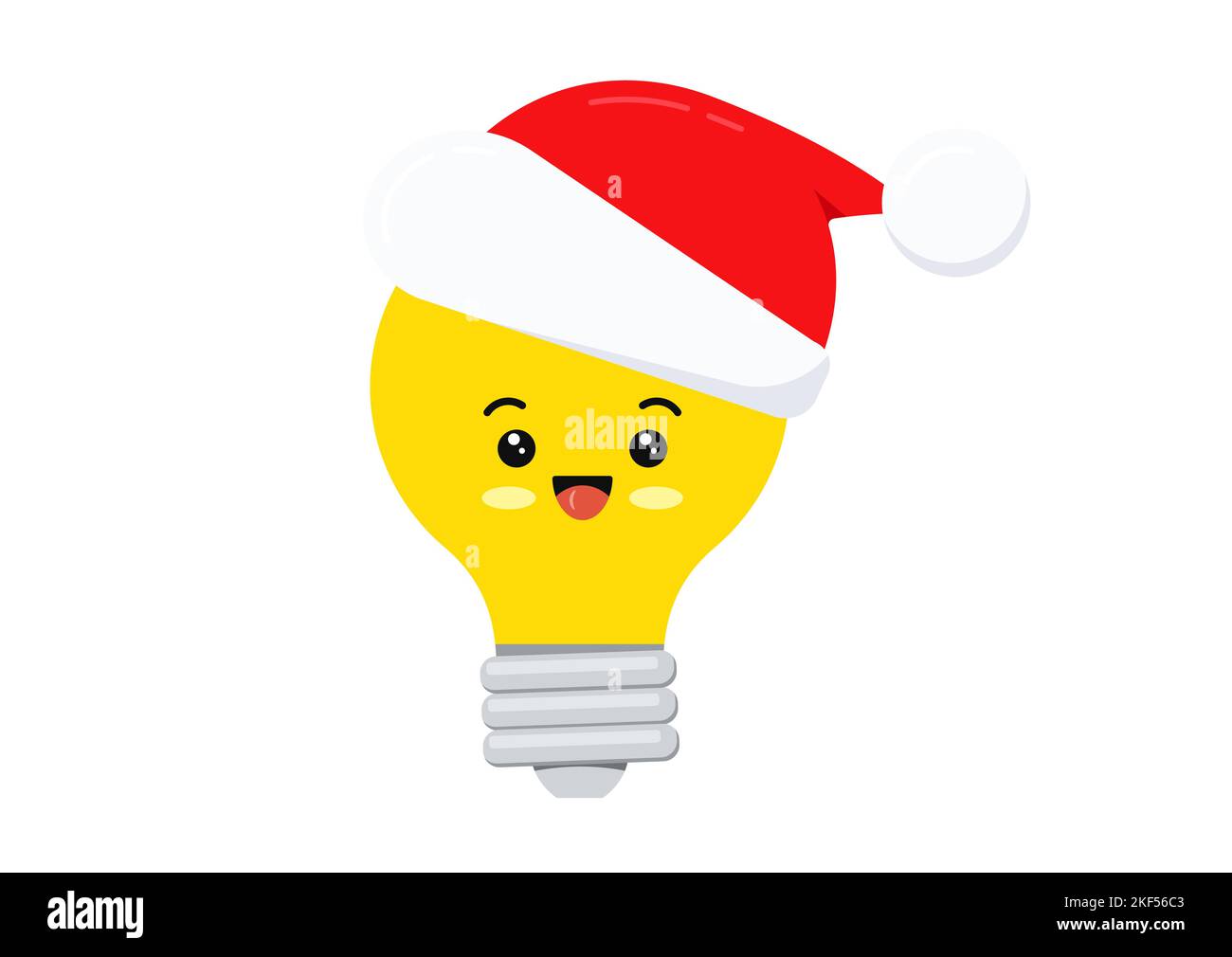 Christmas cute light bulb in santa hat smile laugh funny cartoon vector ...