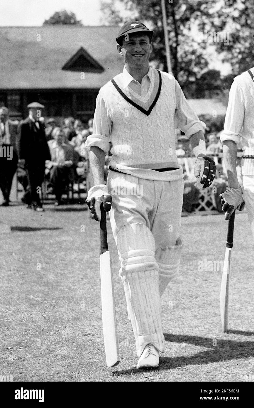 Yorkshire's Len Hutton walks out to open the batting Stock Photo - Alamy