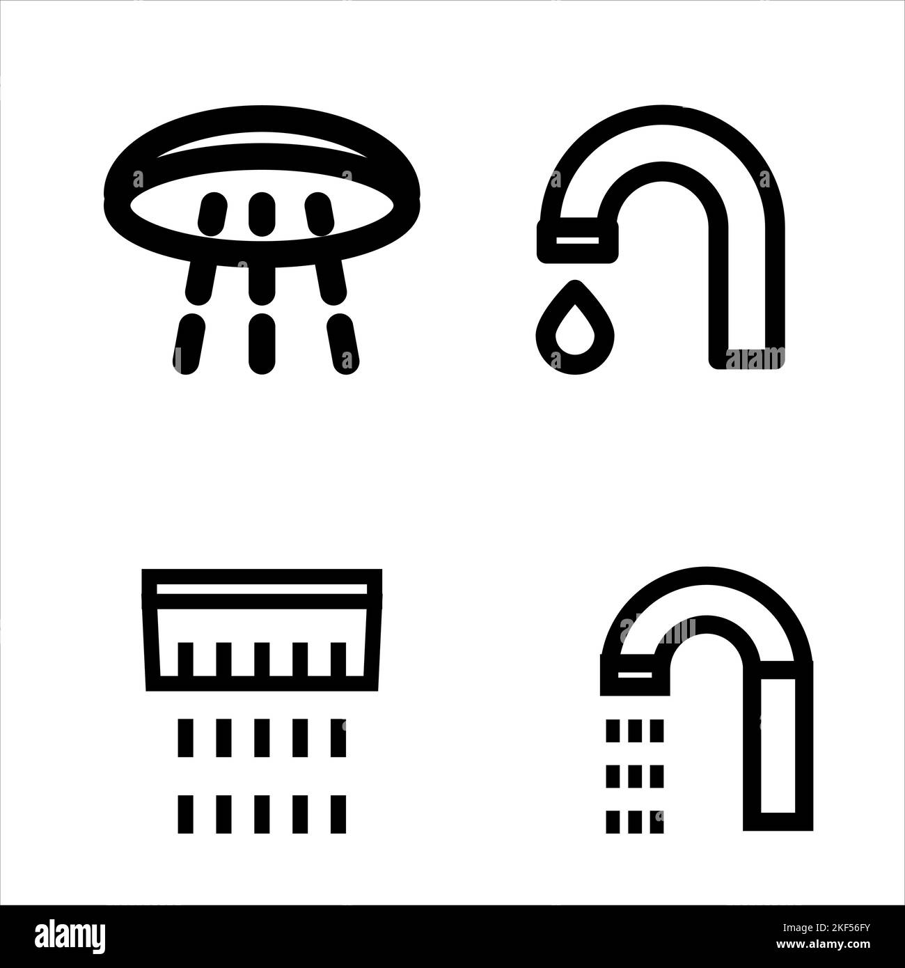 Line shower icon set isolated on white background. Outline bathroom ...