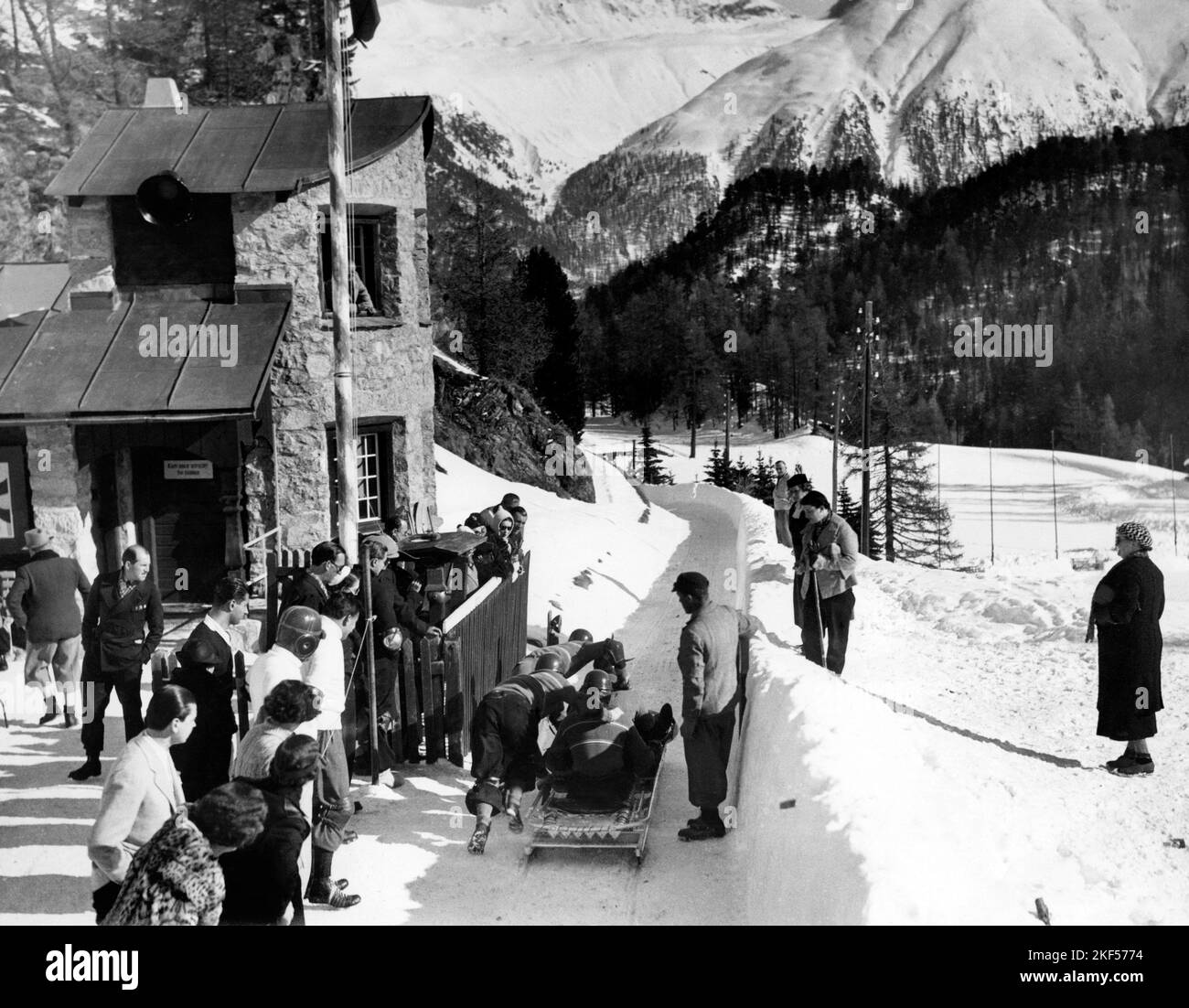 The French team start their run down the St.Moritz bobsleigh run. St ...