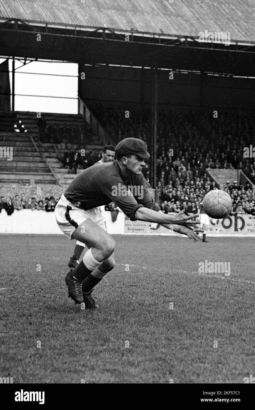 Doncaster Rovers goalkeeper Harry Gregg collects the ball Stock Photo ...