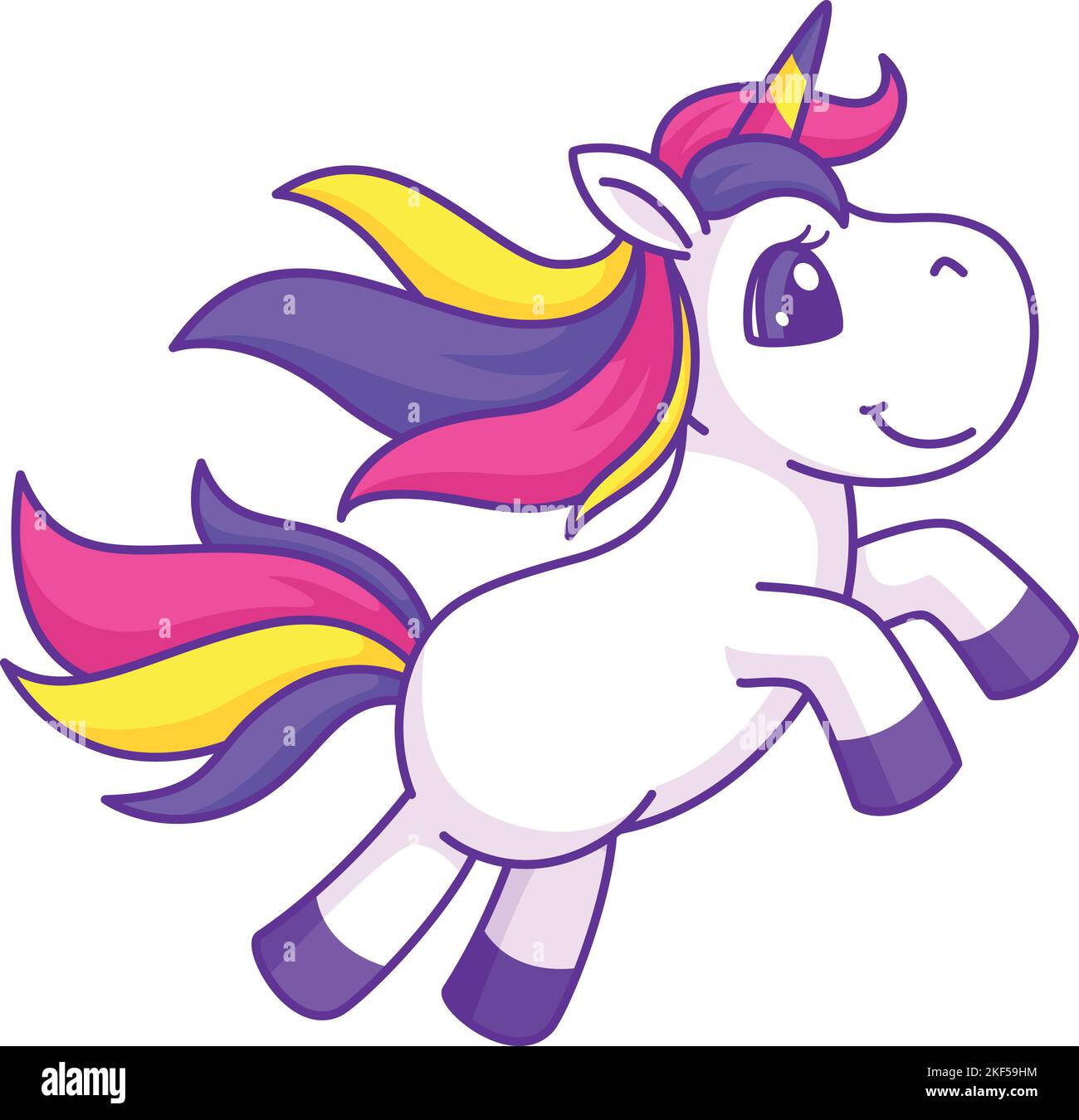 Jumping unicorn. Funny magic horse. Color animal Stock Vector Image ...