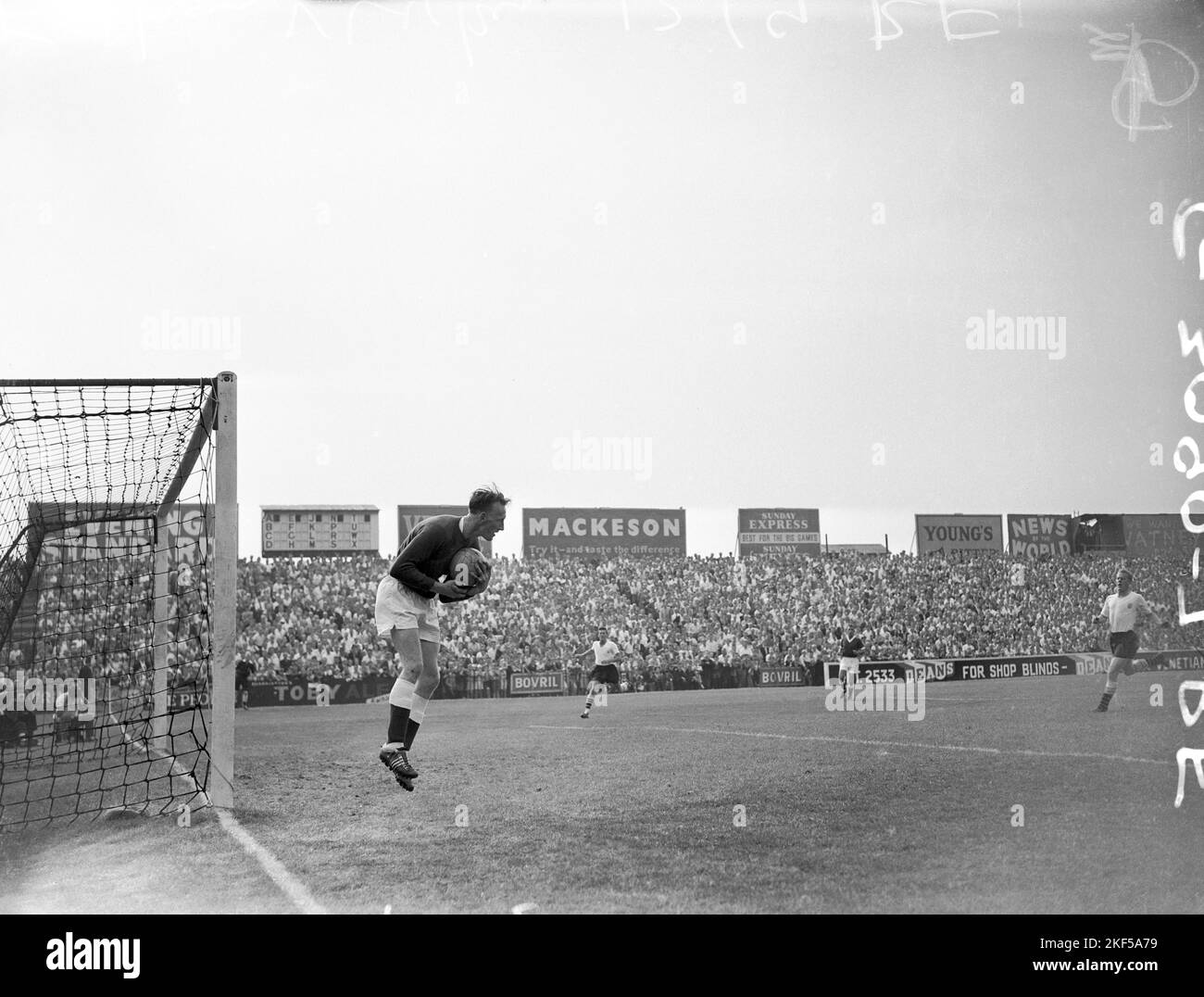 Luton Town goalkeeper Ron Baynham makes a save Stock Photo - Alamy