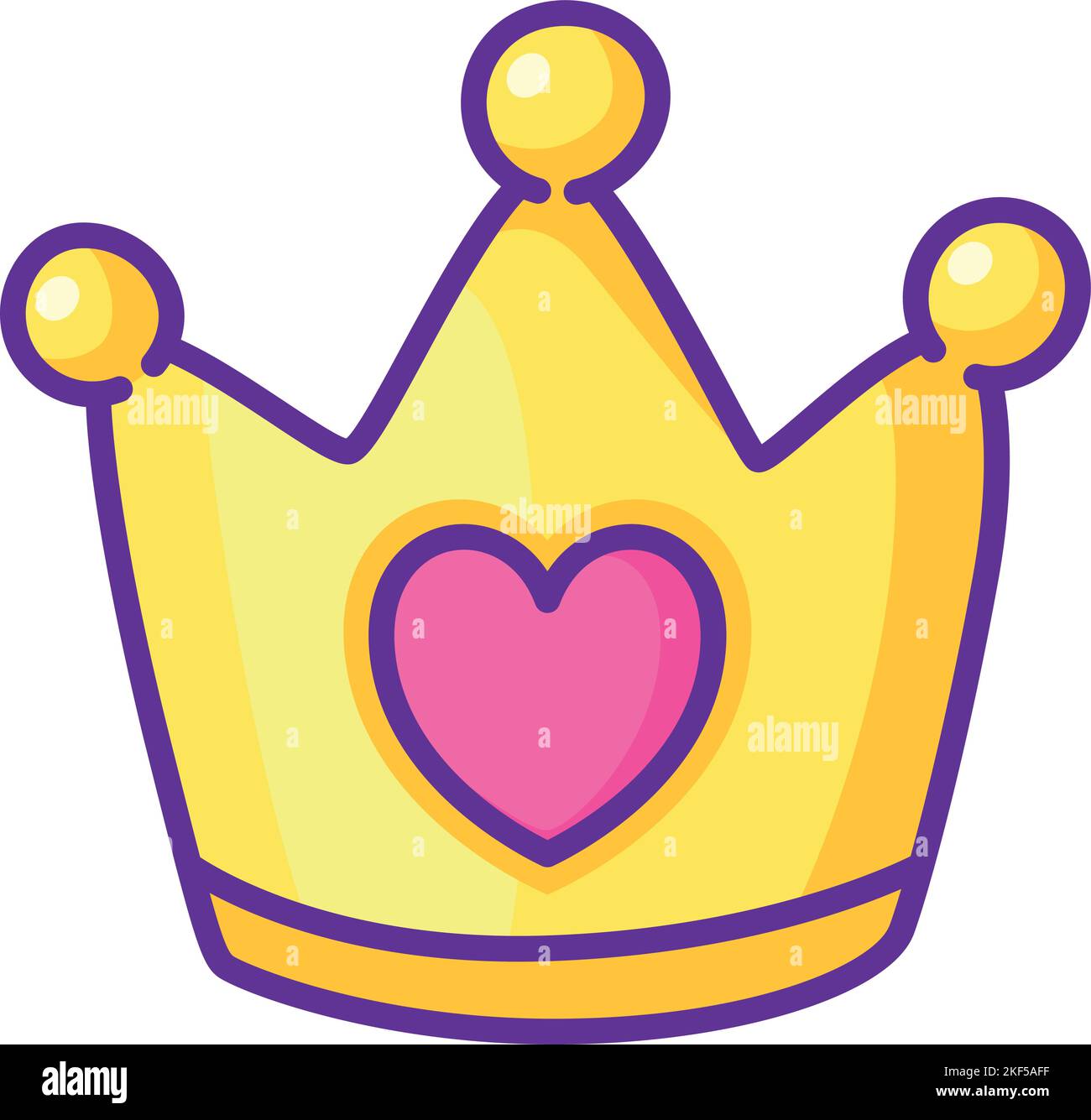 Cute princess crown with heart sign color icon Stock Vector Image & Art ...