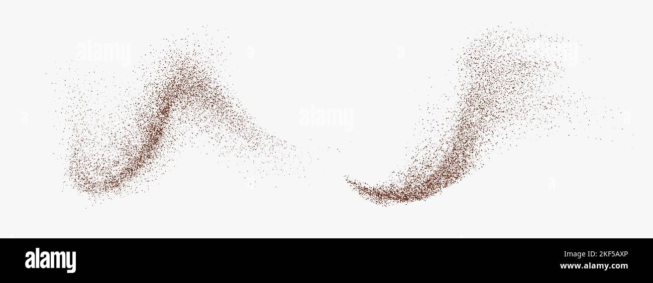 Flying coffee or chocolate powder, dust particles in motion, ground ...