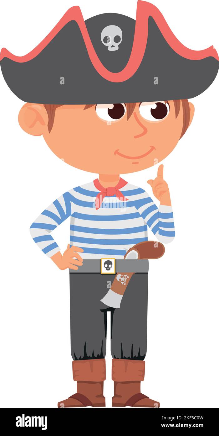 Pirate captain kid. Cartoon boy in party costume Stock Vector Image ...
