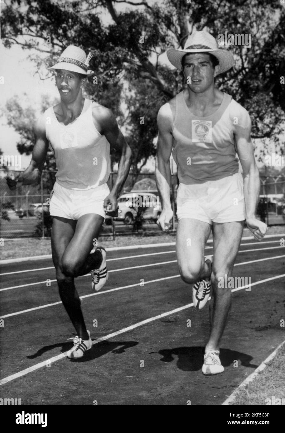 (L-R) Aden's Chris Salole, a hurdler, and David Griffiths, a half miler ...