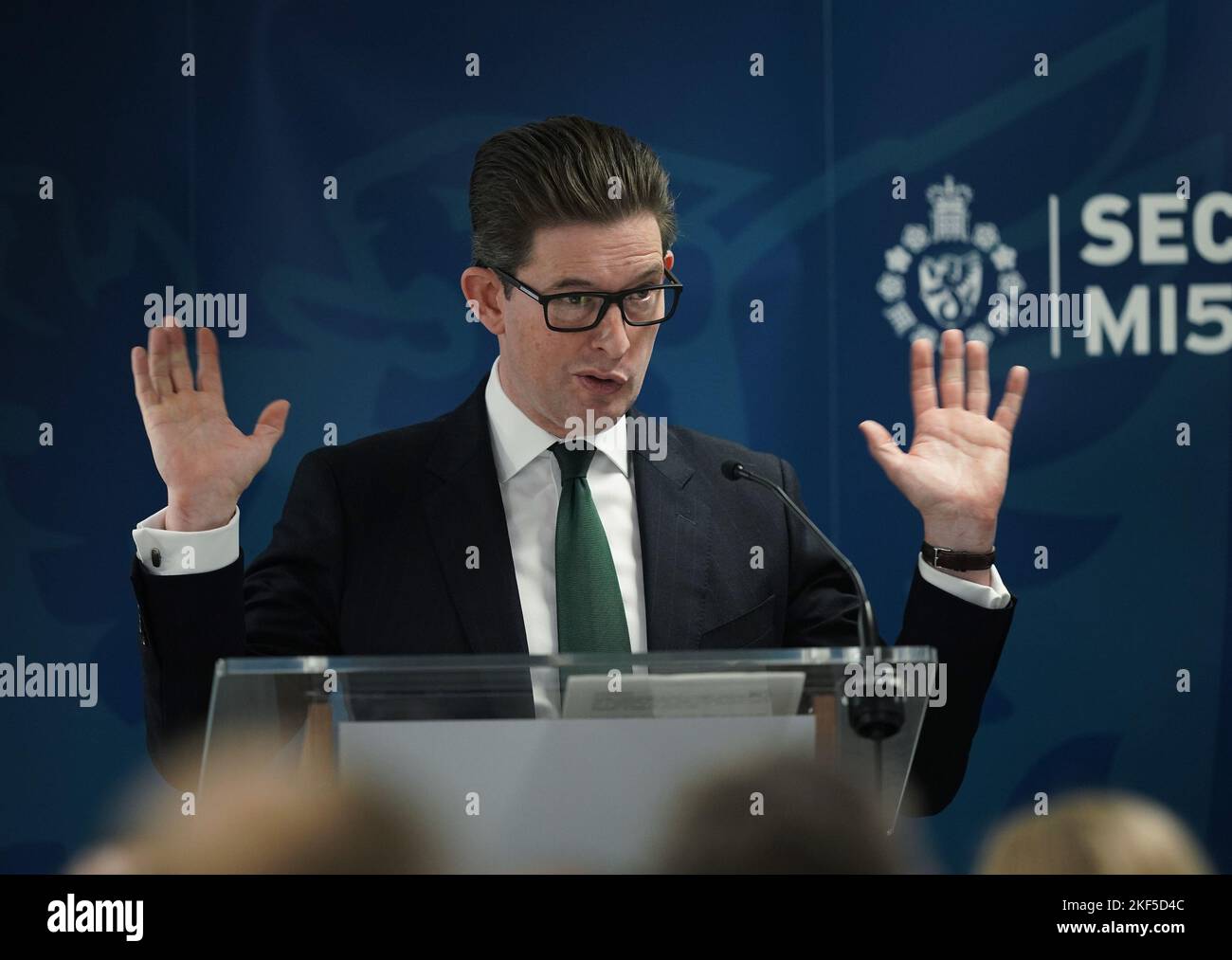 MI5 Director General, Ken McCallum, gives a speech at Thames House in ...