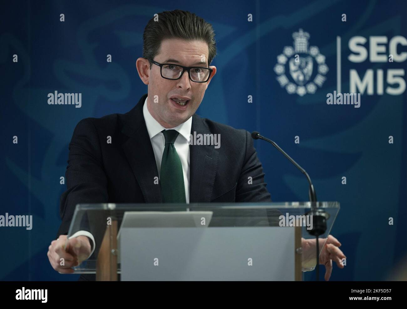 MI5 Director General, Ken McCallum, gives a speech at Thames House in ...