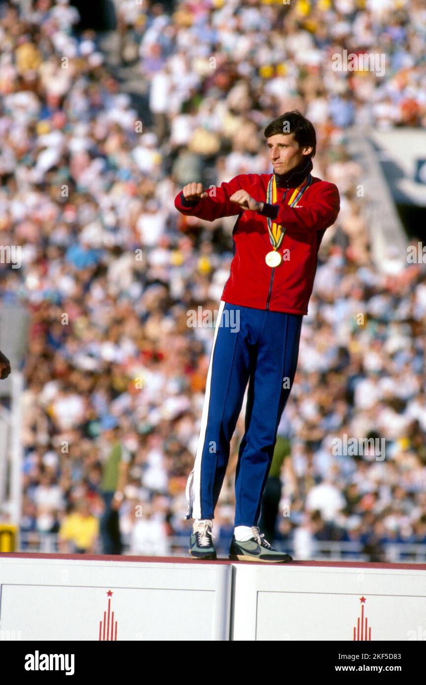 Great Britain's Seb Coe celebrates on the podium after receiving his ...