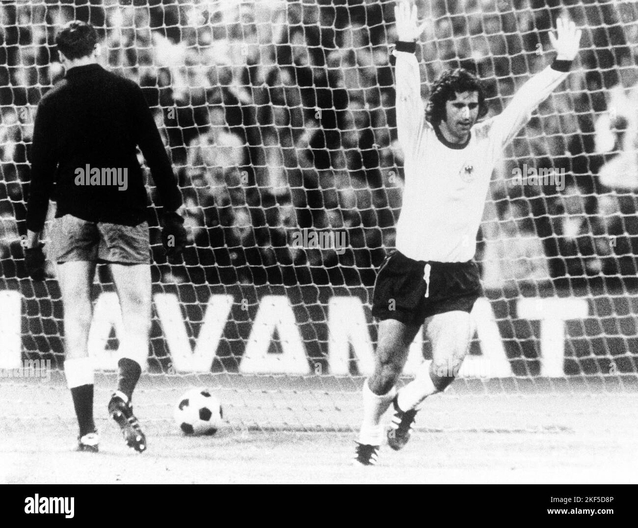 West Germany's Gerd Muller celebrates after scoring his third goal ...