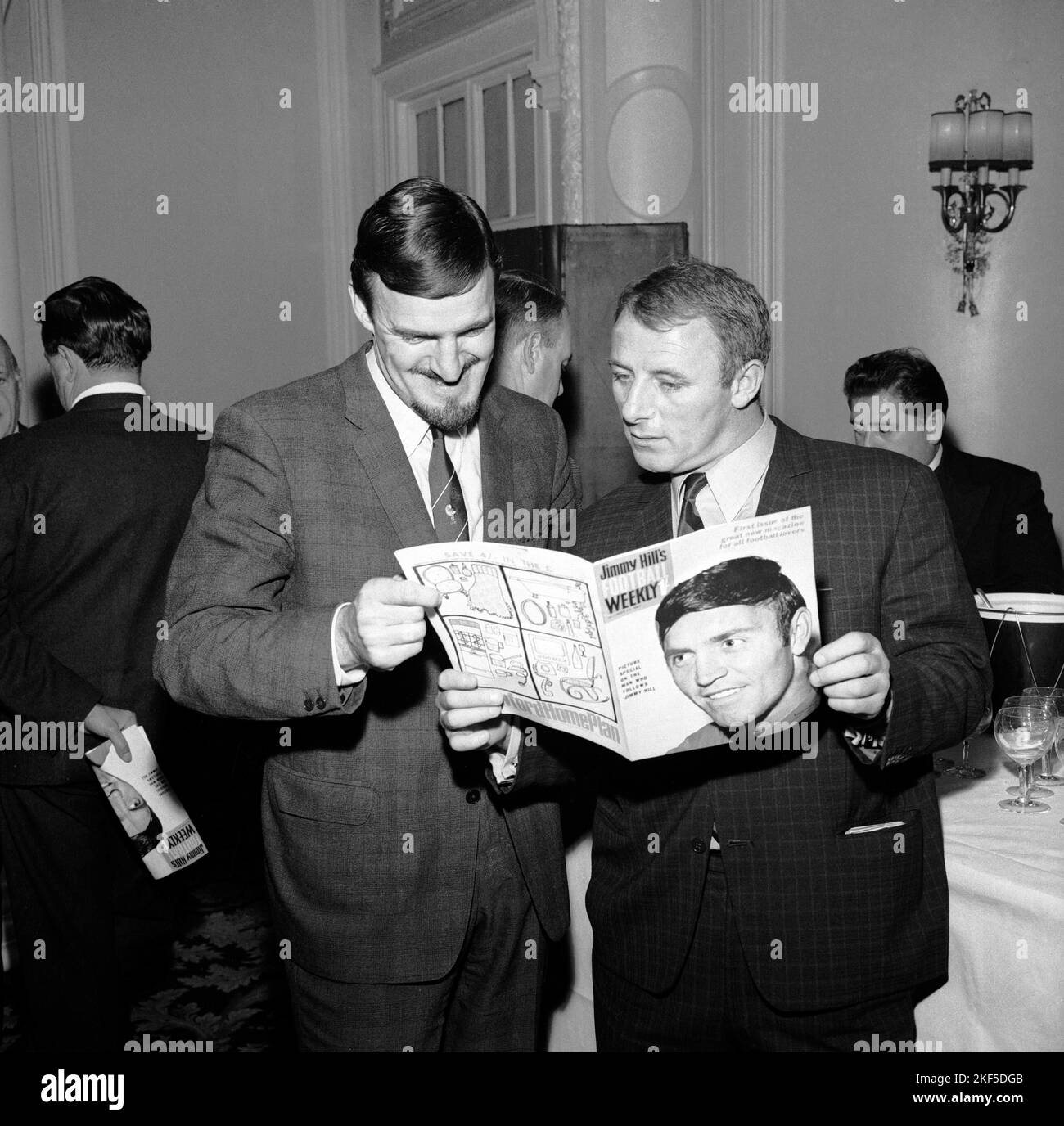 (L-R) Jimmy Hill and Tommy Docherty read the first edition of the ...