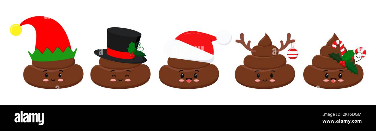 Christmas poop cute funny excrement character cartoon emoticon set Stock Vector Image & Art - Alamy