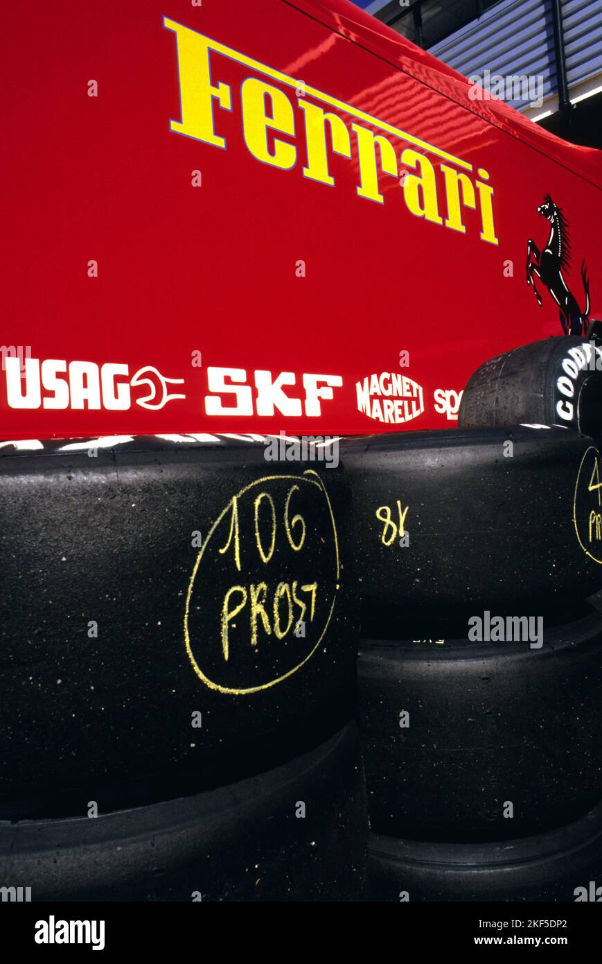 A view of a Ferrari tyre stack Stock Photo - Alamy