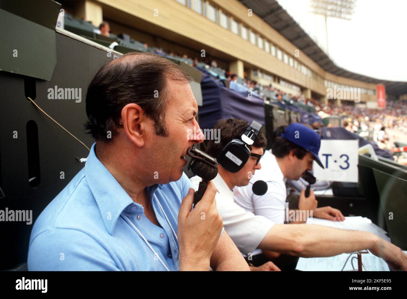 BBC commentator David Coleman in the Lenin Stadium, Moscow Stock Photo ...