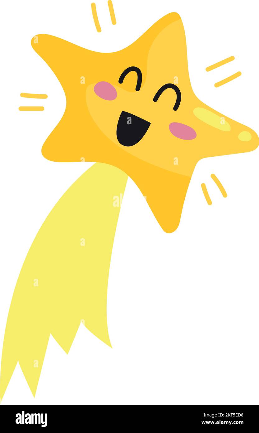 Happy star flying. Shooting comet laughing character Stock Vector Image ...