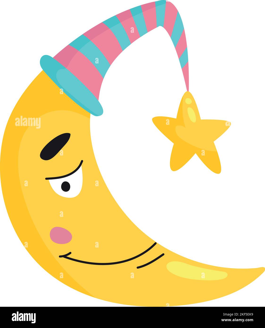 Funny crescent face. Cute night star character Stock Vector Image & Art ...