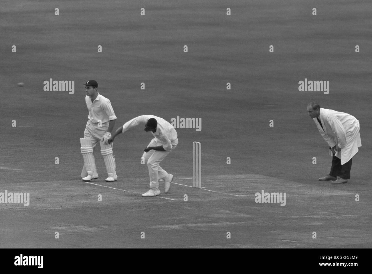 Wesley Hall of the West Indies bowling Stock Photo - Alamy