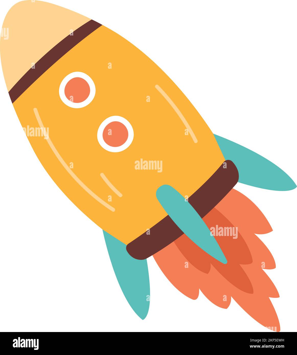 Rocket flying with fire. Cartoon spaceship launch Stock Vector Image ...