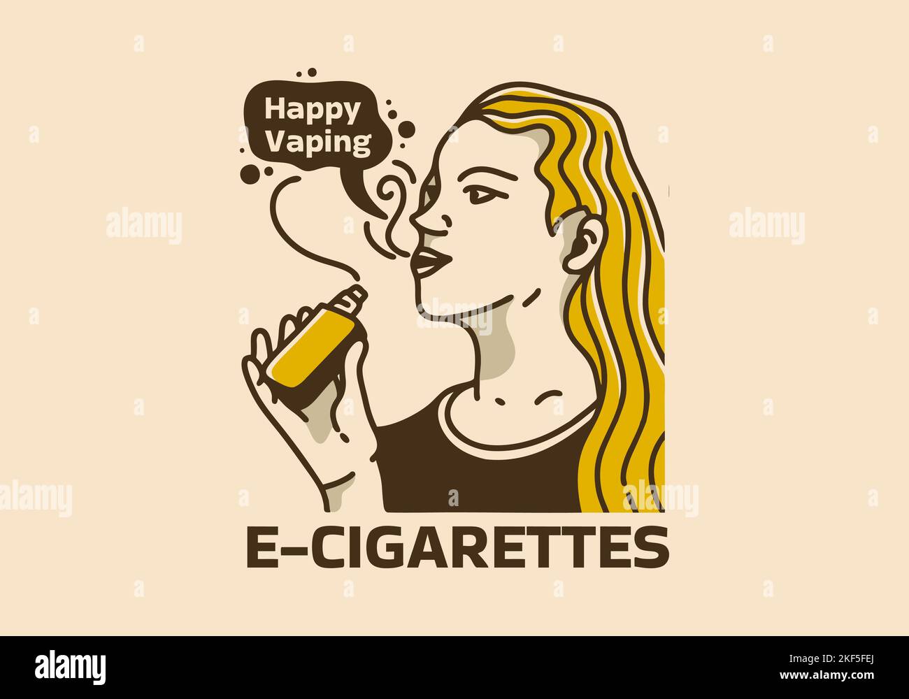 Vintage illustration design of woman vaping Stock Vector Image & Art ...