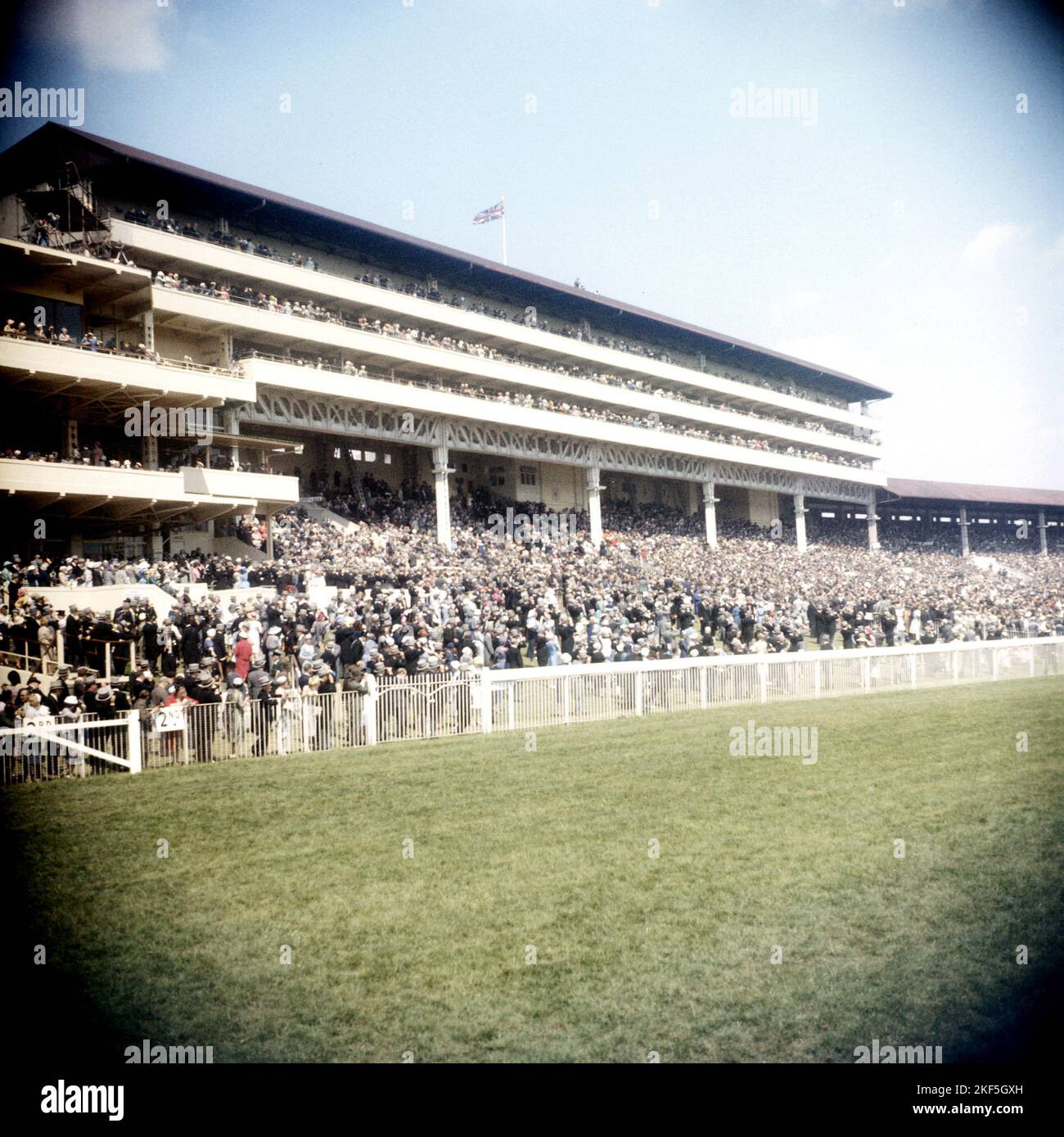 The Grandstand on Epsom Downs on Derby Day Stock Photo - Alamy