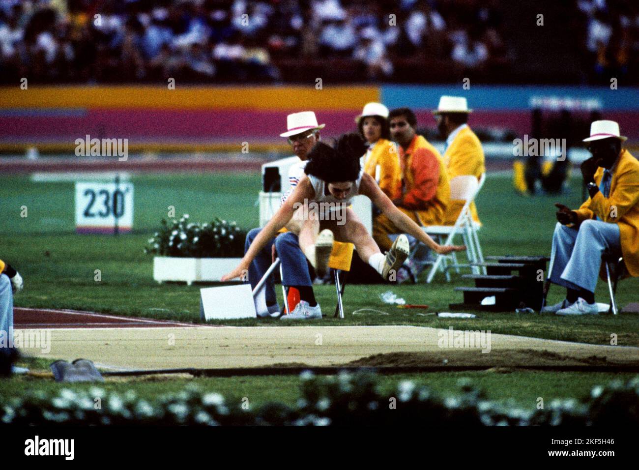 Susan Hearnshaw takes a jump and wins the bronze medal for a jump of 6 ...