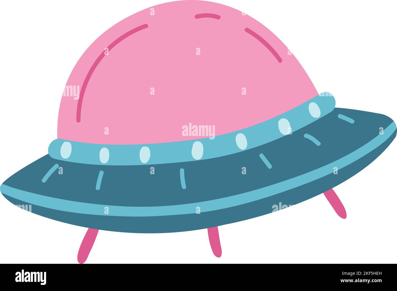 Ufo drawing. Cute color spaceship in hand drawn style Stock Vector ...