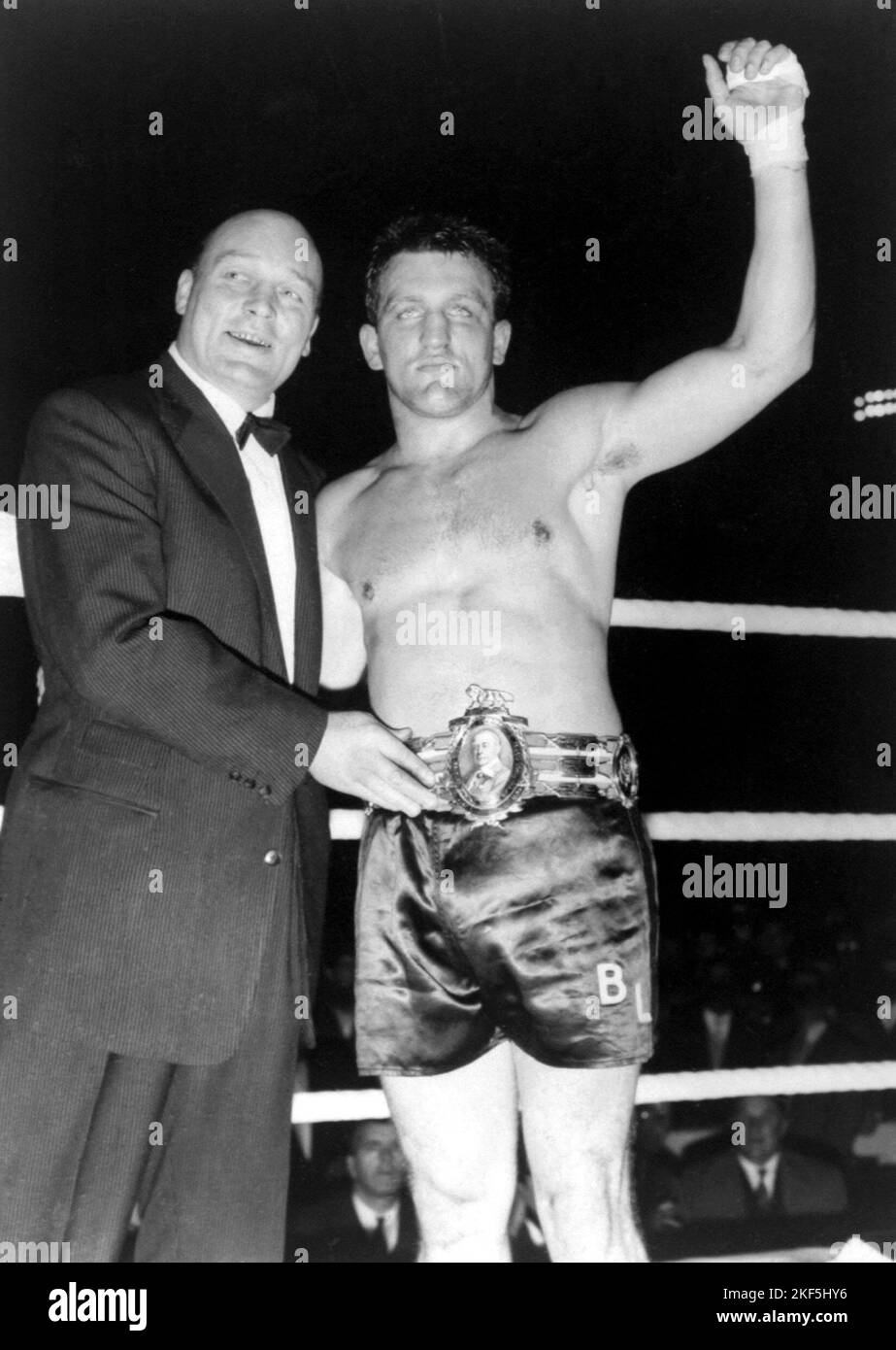 Brian London (r), wearing a Lonsdale Belt after defeating Joe Erskine ...