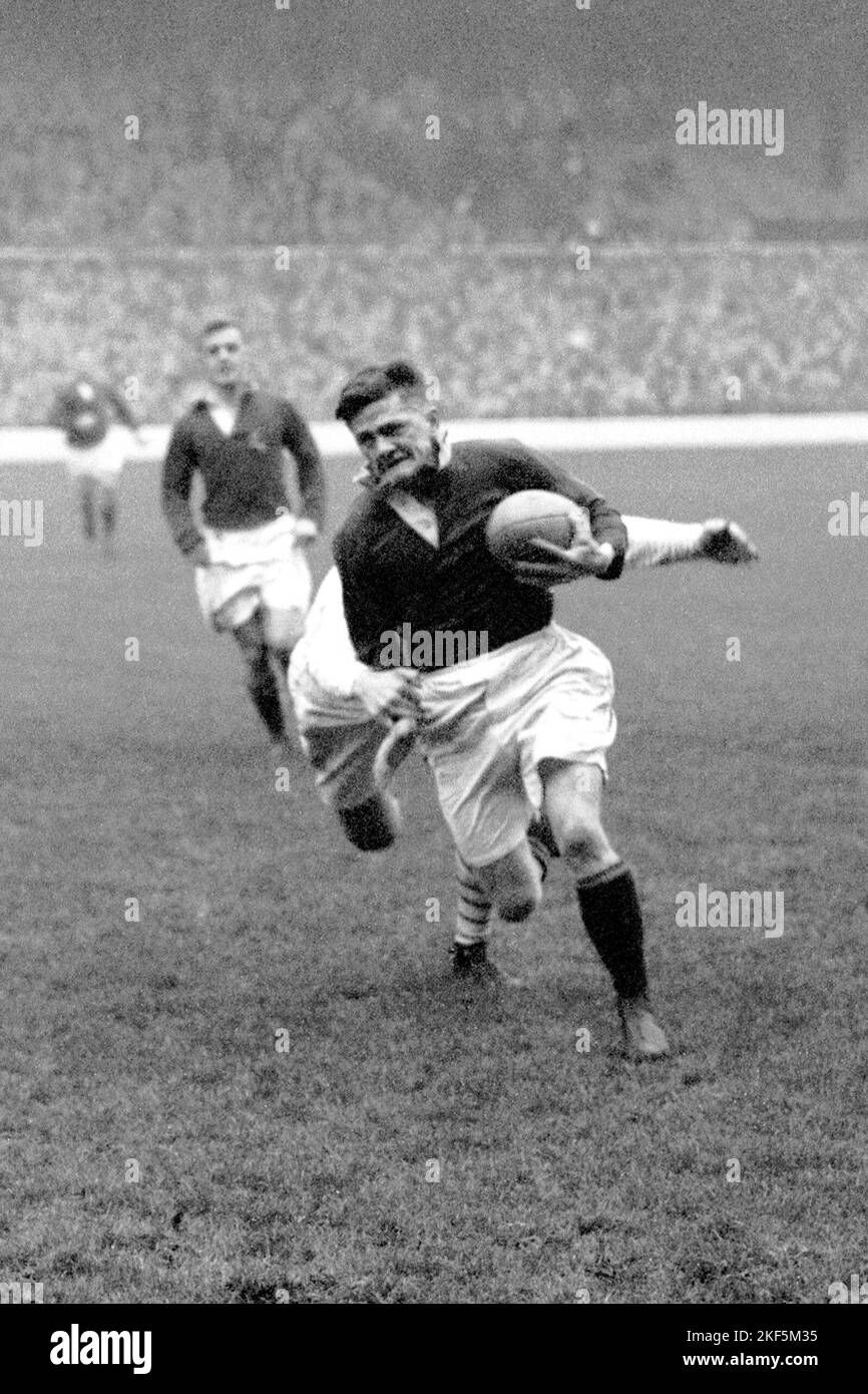 South Africa's Chum Ochse is tackled by London Counties' Albert Agar ...