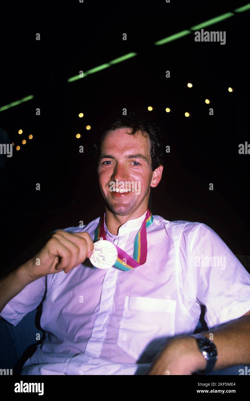 Ian Stark of Great Britain with his silver medal that he won along with ...