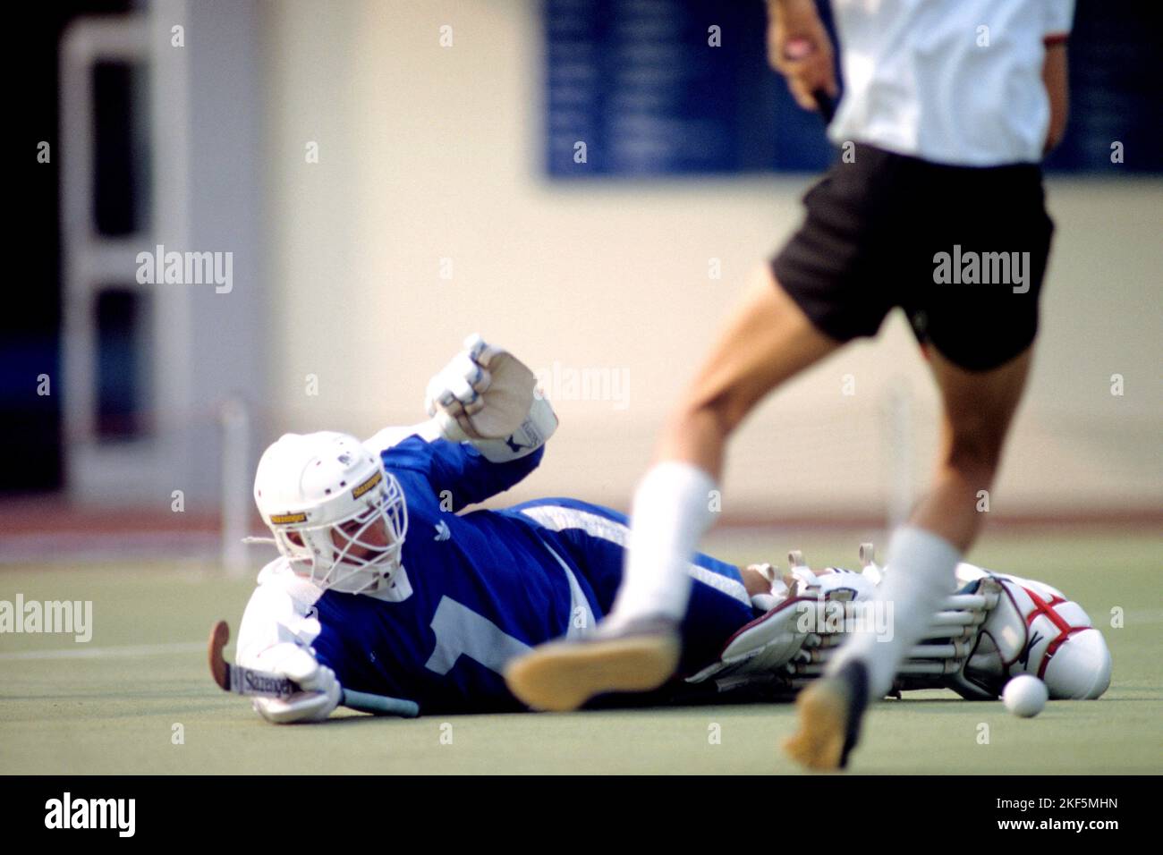 Great Britain goalkeeper Ian Taylor makes a diving save Stock Photo - Alamy