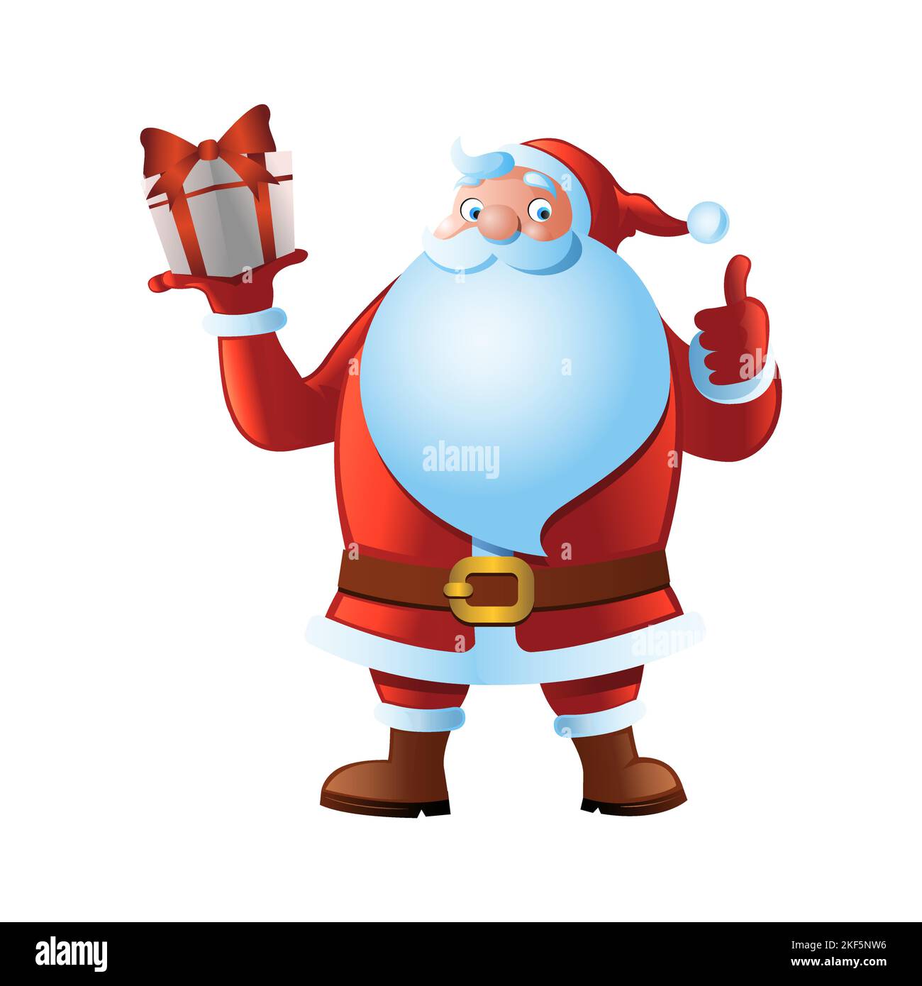 Clipart of cartoon version of santa raise gift and thumb up in ...