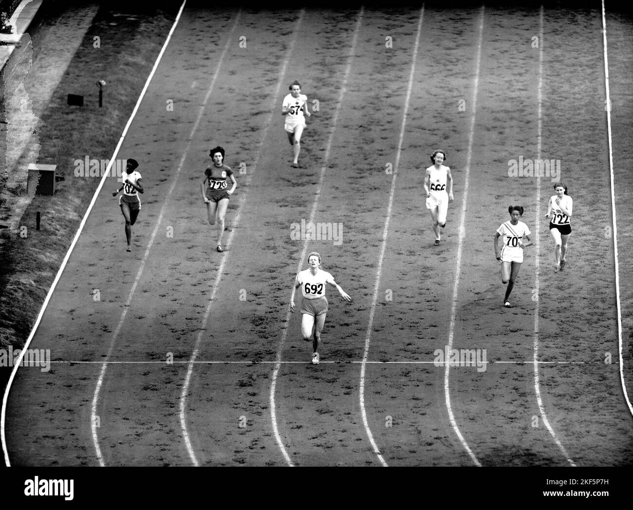 The finish of heat 1 of the women's 200m semi final. It was won by ...