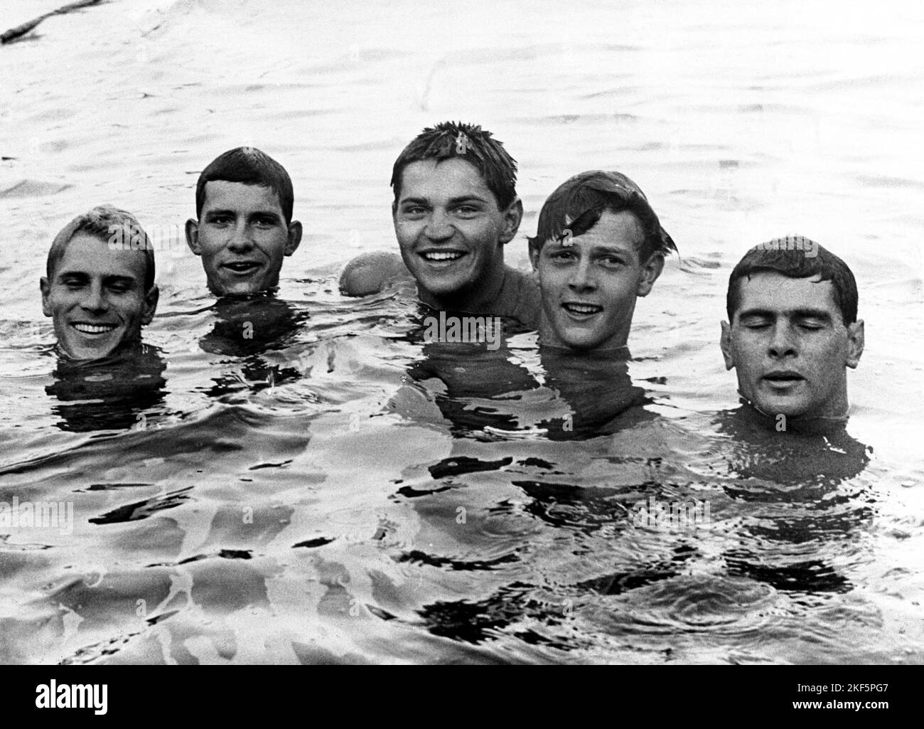 (L-R) Murray Rose, David Dickson, John Konrads, Jean-Pascal Cutillet ...