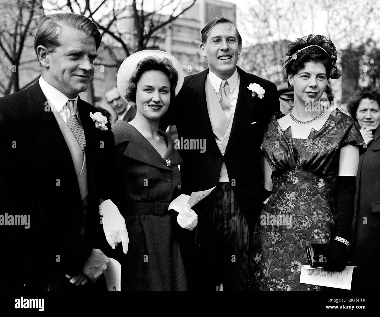 (L-R) Chris Chataway, and his wife, with Roger Bannister, and his wife ...